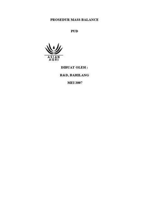 Proses Mass Balance Pabrik Kelapa Sawit Pdf