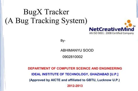 Bug X Tracker Ppt