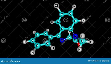 Diazepam Molecular Structure Isolated On White Stock Illustration 117063484