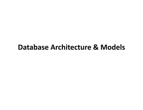 Rdbms Arch And Models Ppt