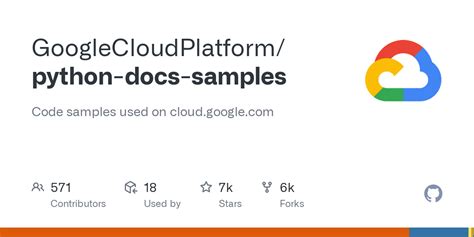 GitHub GoogleCloudPlatform Python Docs Samples Code Samples Used On Cloud Google