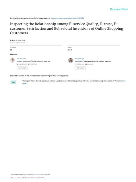 Inspecting The Relationship Among E Service Quality Inggris Pdf
