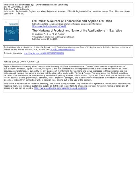 the hadamard product and some of its applications in statistics pdf