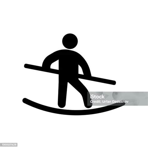 흰색 배경에 고립 된 줄 타기 워커 아이콘 줄타기 밧줄에 대한 스톡 벡터 아트 및 기타 이미지 줄타기 밧줄 아이콘 걷기 Istock