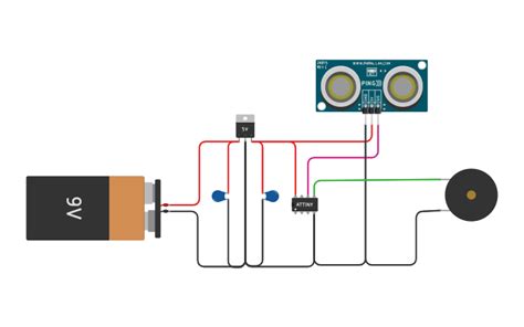 Circuit Design Ultrasonic Level Sensor Tinkercad