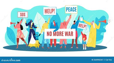 抗议和平示威反对停战矢量图插图 男女人物漫画横幅 库存例证 插画 包括有 男性 人员 例证 钞票 264996361