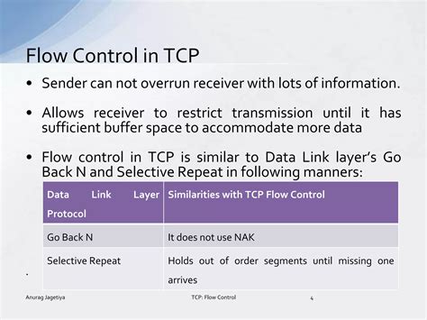 Tcp Protocol Flow Control Pptx Internet Computing