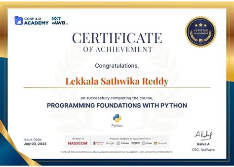 Python Programming Nxtwave Careerdevelopment Lekkala Sathwika Reddy
