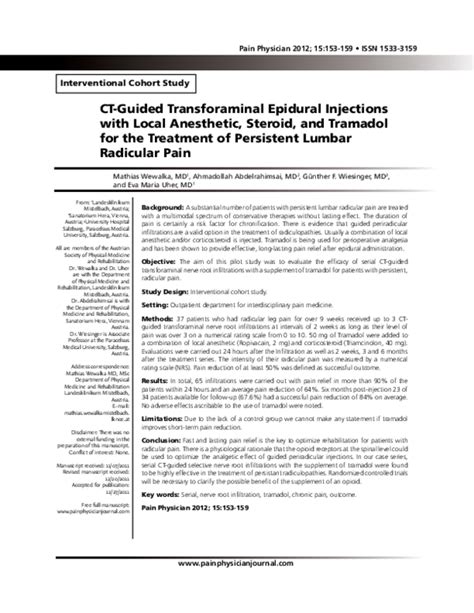 Pdf Ct Guided Transforaminal Epidural Injections With Local