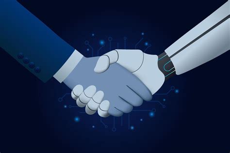 Handshake With A Robot Handshake Human And Android Collaboration Between Human And Artificial