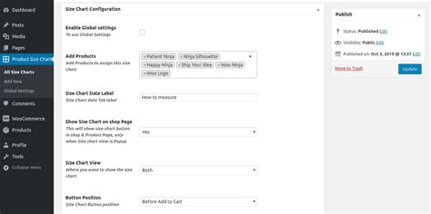 Woocommerce Product Size Charts Size Guide Table Plugin Webkul