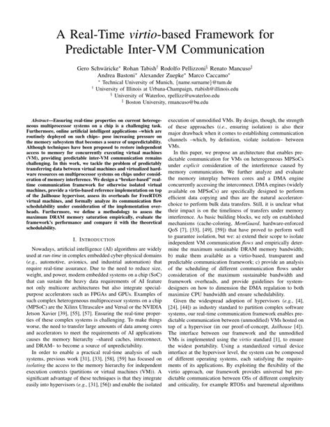 Pdf A Real Time Virtio Based Framework For Predictable Inter Vm Communication