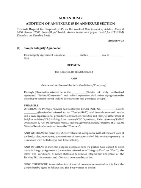 Fillable Online REQUEST FOR PROPOSAL RFP ADDENDUMAddendum To The