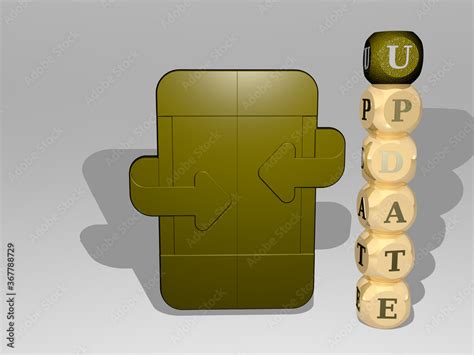3d graphical image of update vertically along with text built around
