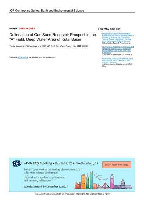 Pdf Delineation Of Gas Sand Reservoir Prospect In The A” Field Deep Water Area Of Kutai Basin