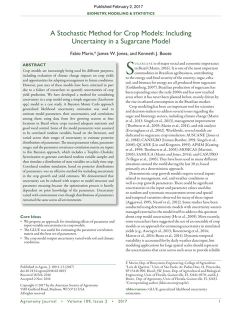 Pdf Process Based Model For Stochastic Simulation Of Sugarcane Growth