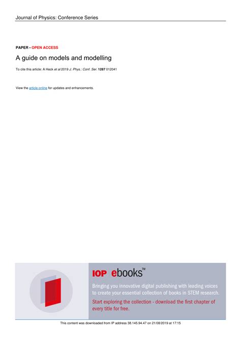 PDF A Guide On Models And Modelling