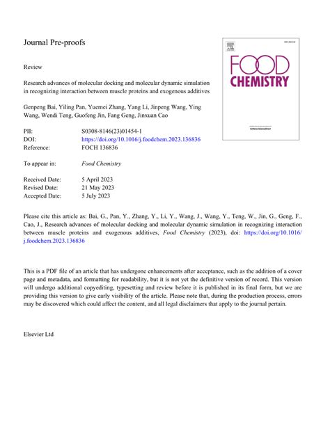 Pdf Research Advances Of Molecular Docking And Molecular Dynamic Simulation In Recognizing