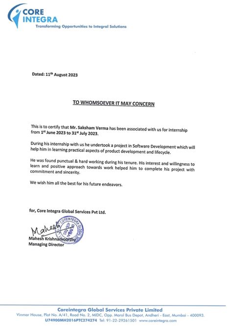 Saksham Verma On Linkedin Internshipexperience Learningandgrowing