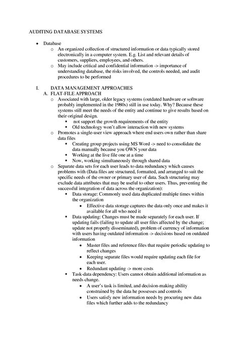 Auditing Database Systems AUDITING DATABASE SYSTEMS Database O An Organized Collection Of