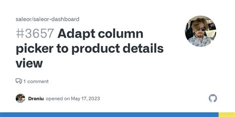 Adapt Column Picker To Product Details View · Issue 3657 · Saleor