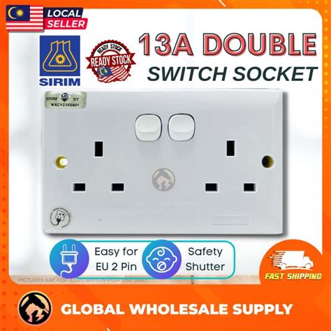 Ready Stock Sirim 13a Double Switch Socket 2 Way Switch Socket