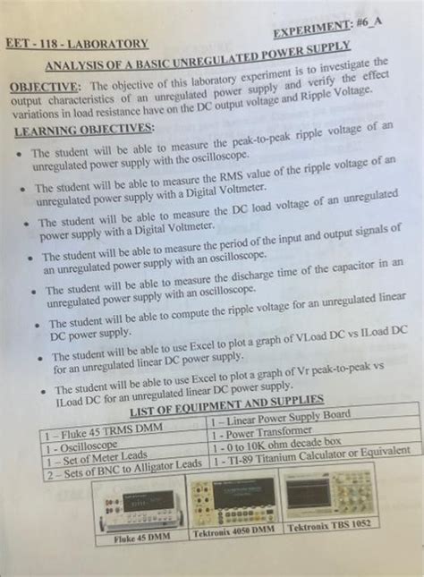 EET - 118 - LABORATORY ANALYSIS OF A BASIC | Chegg.com