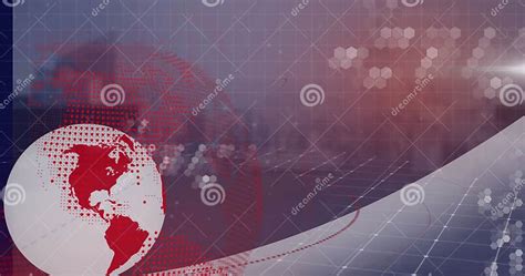 Multiple Exposure Of Digitally Generated Earth With Grid Patterns Rotating Over Hexagonal Shapes