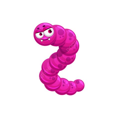 Virus Bacteria In Shape Of Pink Worm With Eyes Isolated Cartoon Monster Microorganism Cell