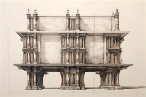 Architectural Drawing Of Book Building Premium AI Generated Image