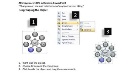 flow diverging arrow process diagram chart circular powerpoint templates