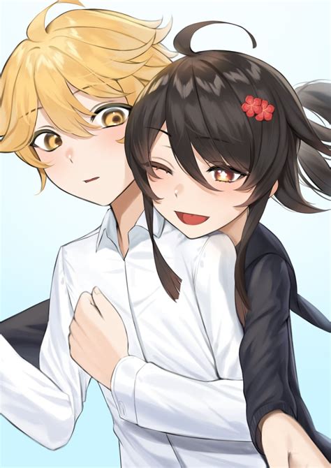 Hu Tao And Aether Genshin Impact Drawn By Lordol Danbooru