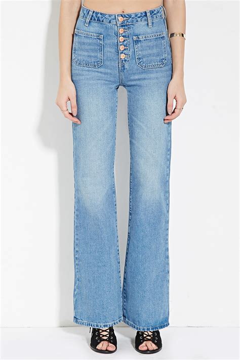 Lyst Forever High Waisted Flare Jeans In Blue