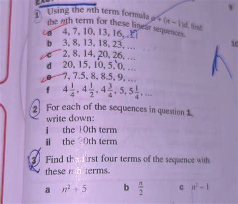 Solved Using The Nth Term Formula An 1d Find The Nth Term For These
