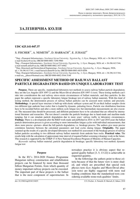 Pdf Specific Assessment Method Of Railway Ballast Particle Degradation Based On Unique