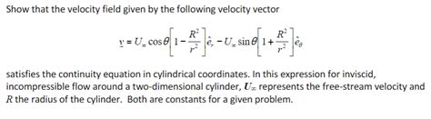 Solved Show That The Velocity Field Given By The Following Chegg