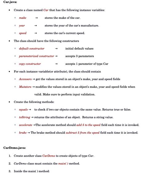 Solved Carjava Create A Class Named Car That Has The