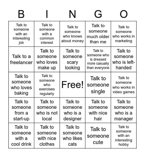 Networking Bingo Card