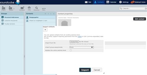 Exporting And Importing Contacts Through Webmail