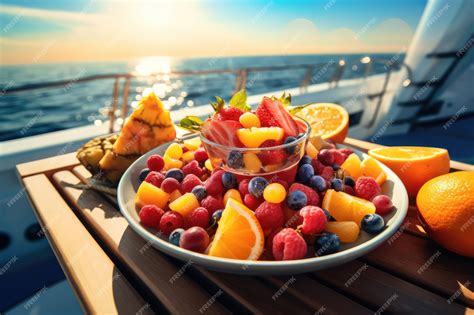Premium Photo Healthy Fruit Breakfast On A Luxury Yacht Or At Seaside
