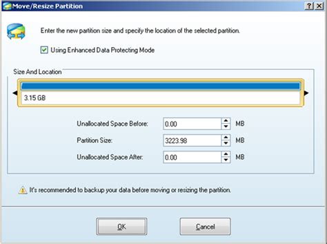 use partition manager to shrink partition without data loss