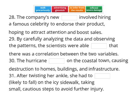 Contextualization And Collocations Complete The Sentence