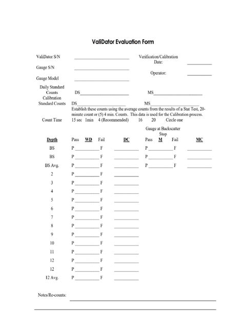 Validator Evaluation Form Pdf