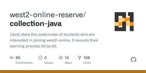 github west2 online reserve collection java [java] store the code