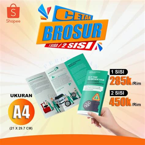 Jual Cetak Brosur A4 2 Sisi 1 Sisi Lipat 3 Custom Desain Cepat Murah Shopee Indonesia
