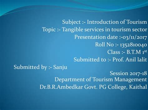 Tangible Services In Tourism Sector Ppt