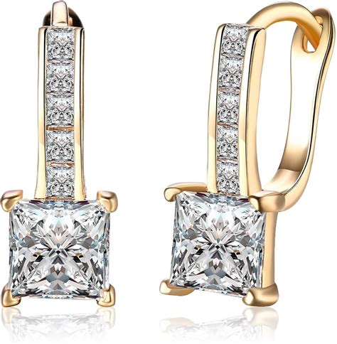 Princess Cut Diamond Hoop Earrings