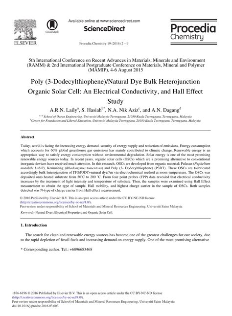 Pdf Poly 3 Dodecylthiophenenatural Dye Bulk Heterojunction Organic