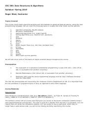 Syllabus 1 Pdf CSC 385 Data Structures Algorithms SyllabusSpring