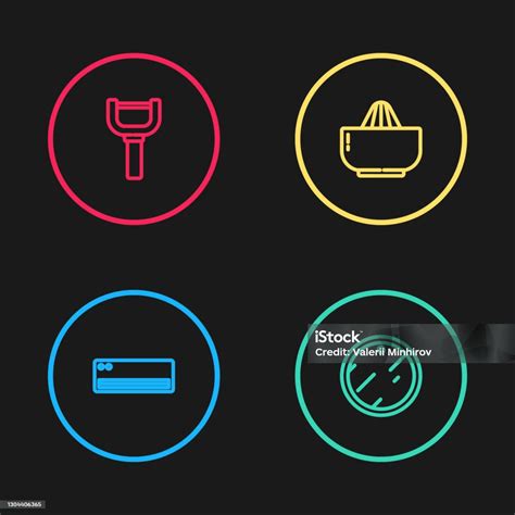 세트 라인 에어컨 도마 감귤류 과일 주스기 및 필러 아이콘 벡터 가정 생활에 대한 스톡 벡터 아트 및 기타 이미지 가정 생활 가정 주방 가정의 방 Istock